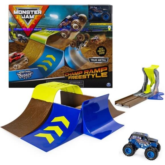 Toys | Monster Jam Champ Ramp Freestyle Playset With Exclusive Digger ...